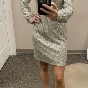 le chateau | Dresses | Le Chateau Silver Sequin Dress | Poshmark